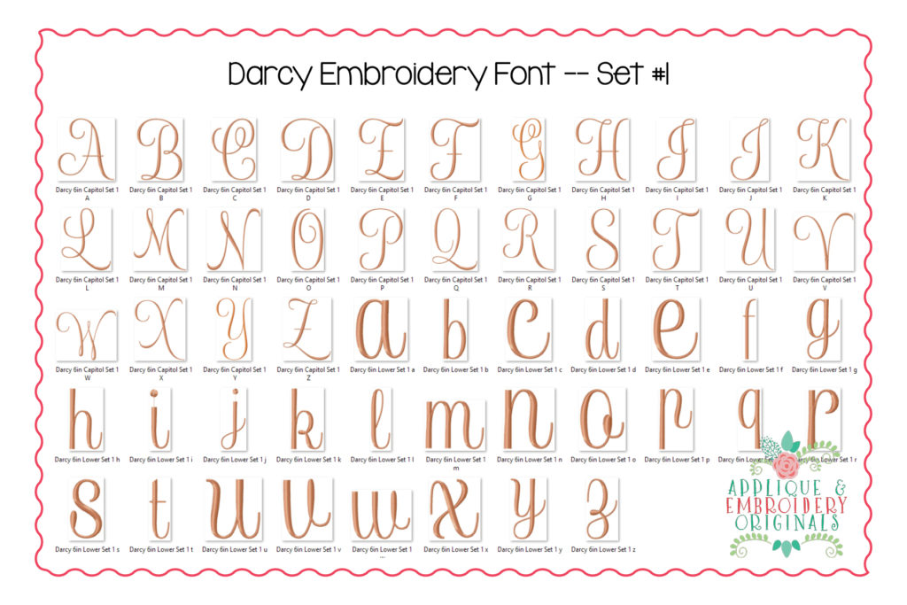 301 Darcy Font with Alternates Embroidery Font - Applique & Embroidery ...
